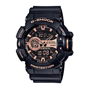 Casio XL G-Shock Quartz Sport Watch with Plastic Strap, 18.3 (Model: GA-400GB-1A4) Black/Rose Gold