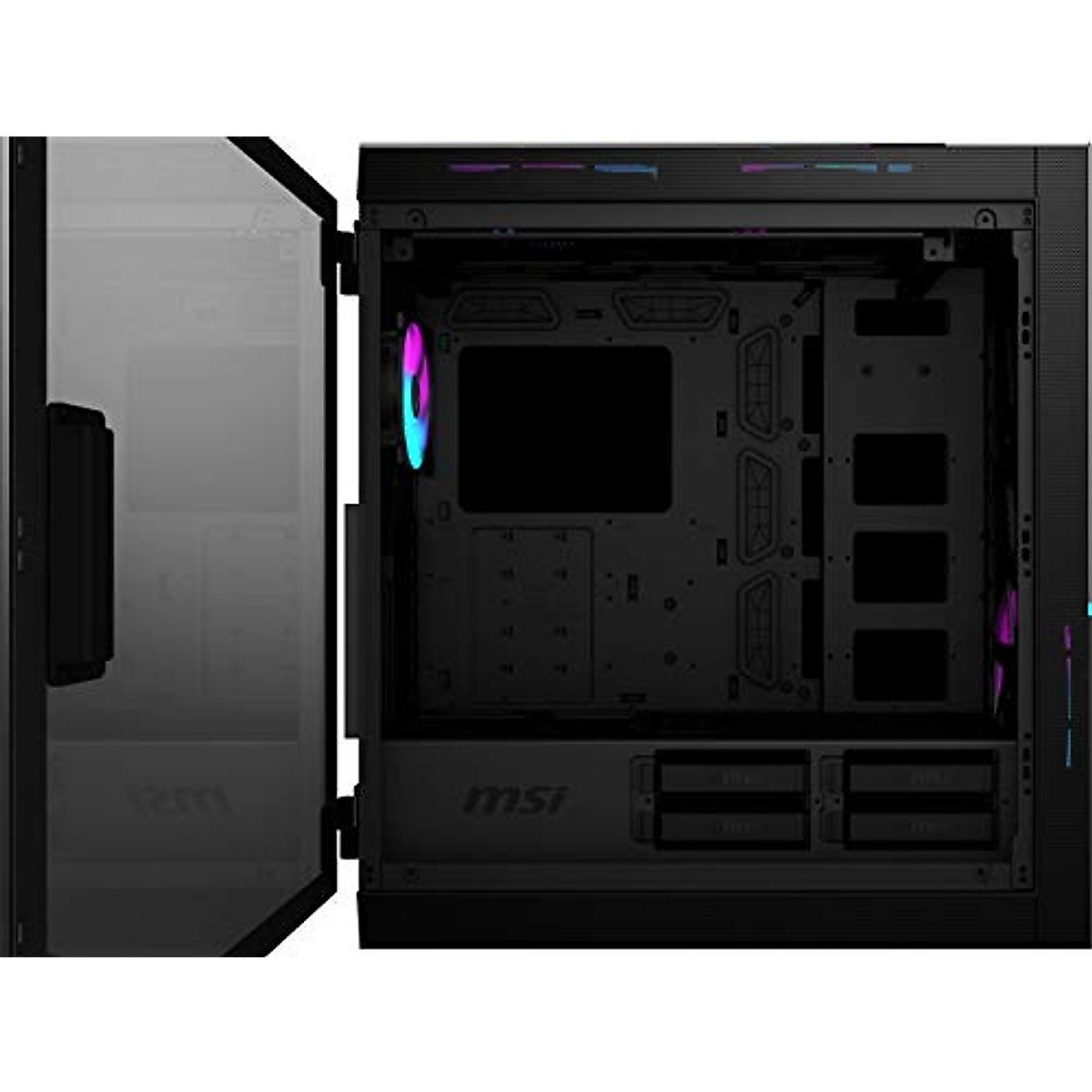 MSI MPG SEKIRA 500X Full Tower Gaming Computer Case (Black, 3X 200mm ARGB + 1x 200mm + 1x120mm ARGB Fans, 8 Channel ARGB Hub, USB Type-C, Tempered Glass, MSI Center, E-ATX, ATX, mATX, Mini-ITX)