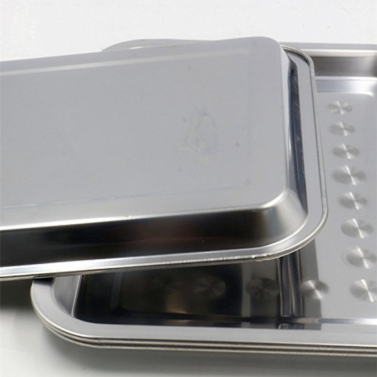 Yuelong 3Pcs Stainless Steel Trays 13.5" X 10" Tattoo Trays Dental Tray Piercing Lab Instrument Tray Flat for Tattoo Baking Lab Dental