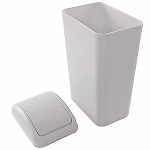 Saedy Swing Lid Trash Can, Greyish Plastic, 14 L Capacity