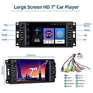 Android Car Stereo for Jeep Wrangler Chrysler 300C Dodge RAM with Apple Carplay and Android Auto, 7 Inch Touch Screen Head Unit with Bluetooth WiFi GPS Mirror Link FM/RDS + Backup Camera
