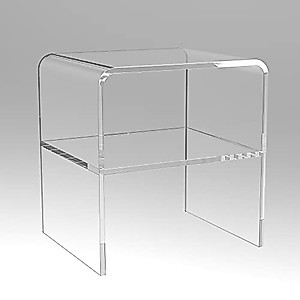 ONELUX 1626 Acrylic Bedside nightstand with Additional Shelf,Lucite Occasional Sofa Tables