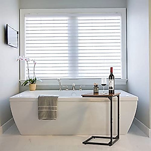 C Shaped Side Table Set of 2, C Table for Sofa, Couch Table End Table Slide Under, Snack Side Table for Living Room, Bedroom, Rustic Brown