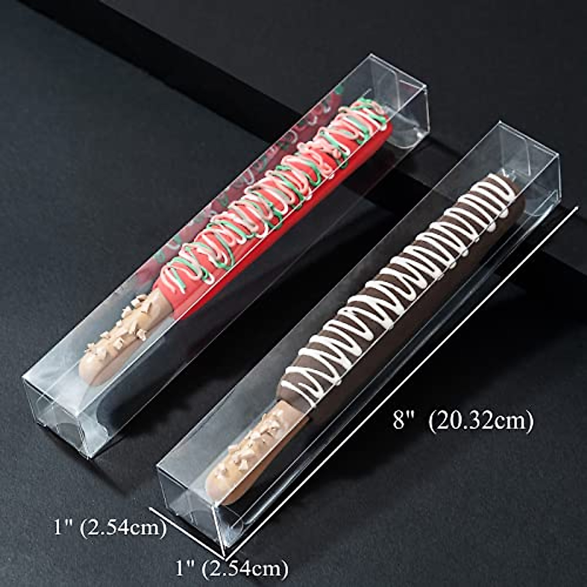 RomanticBaking 50 Pack 1 X 1 X 8 Inches Individual Chocolate Covered Pretzel Rods Boxes (Not include Pretzel) Gumball Boxes Party Favor Boxes Small Treat Boxes