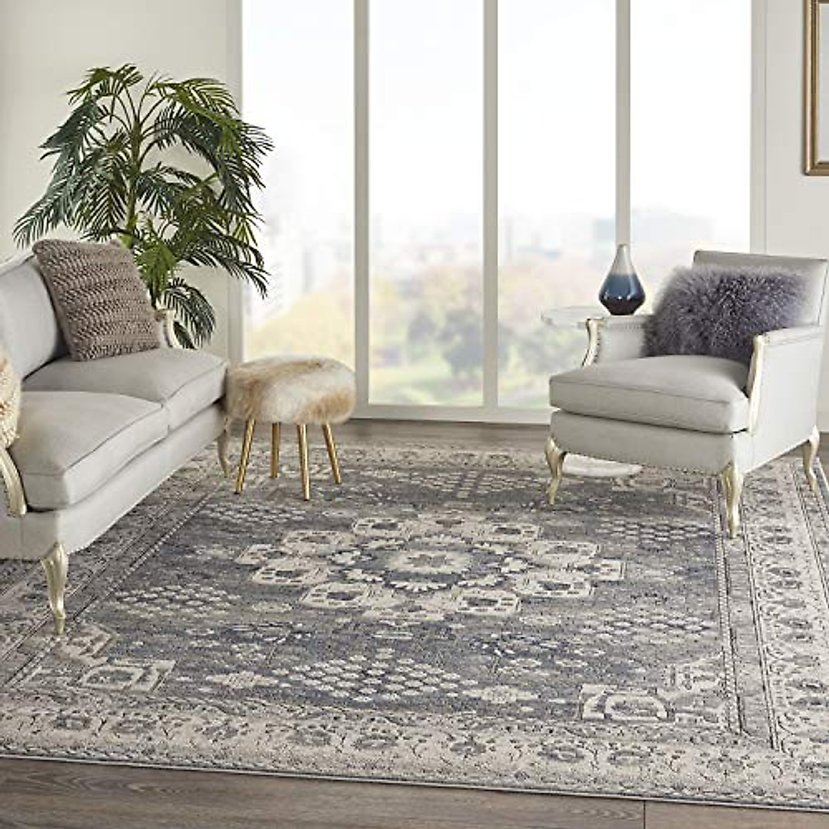 Nourison Concerto Vintage Grey/Ivory 8'10" x 11'10" Area -Rug, Easy -Cleaning, Non Shedding, Bed Room, Living Room, Dining Room, Kitchen (9x12)