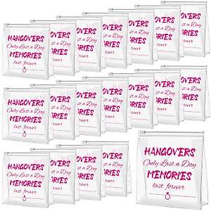 20 Pack Bachelorette Makeup Bags Hangover Recovery Kit Bags in Bulk Clear Plastic Pouch Small PVC Transparent Cosmetic Organizer Bag with Zipper for Bachelorette Bride Wedding Party Favors Travel
