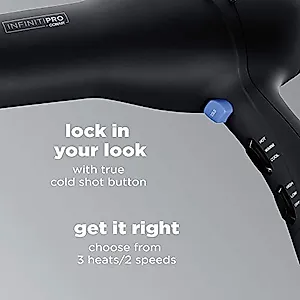 INFINITIPRO BY CONAIR Hair Dryer, 1875W Salon Performance AC Motor Hair Dryer, Conair Blow Dryer, Black