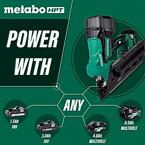 Metabo HPT 18V MultiVolt™ Cordless Framing Nailer Kit | Accepts 2-Inch up to 3-1/2-Inch Clipped & Offset Round Paper Strip Nails | 30 Degree Magazine | NR1890DCS