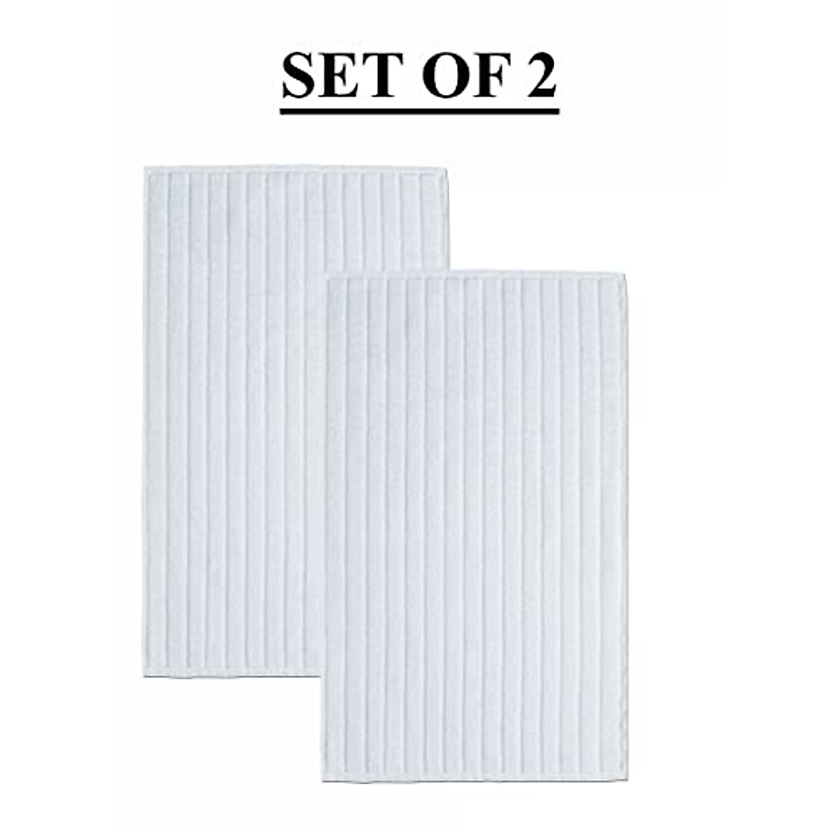 THE BEER VALLEY Cotton Towel Bath Mat Set of 2 21x34 Inches White - Highly Absorbent Anti Slip Floor Towel Mat - Machine Washable Hotel & Spa Quality Mats