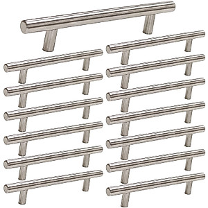 homdiy 15 Pack Brushed Nickel Cabinet Pulls 3 Inch Handles Stainless Steel Cabinet Hardware for Kitchen and Bathroom Cabinets, 5 Inch Overall Drawer Pull