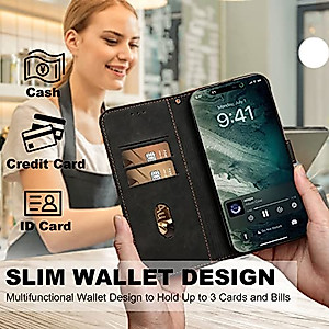 Yiminu.DS Compatible with Xiaomi 13 Lite Case, PU Leather Flip Wallet Mobile Phone Case, Shockproof Flip Case, Protective Case with Folding Stand Function and Card Slots, Black