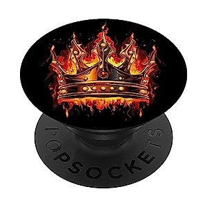 Funny King Crown with Flames PopSockets Swappable PopGrip