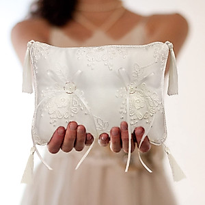 ZYLLZY Wedding Ring Pillow,Rectangle Ring Pillow with Tassel,Simple Ring Bearer Cushion Marriage Supplies for Bridal Shower Wedding Ceremony Proposal