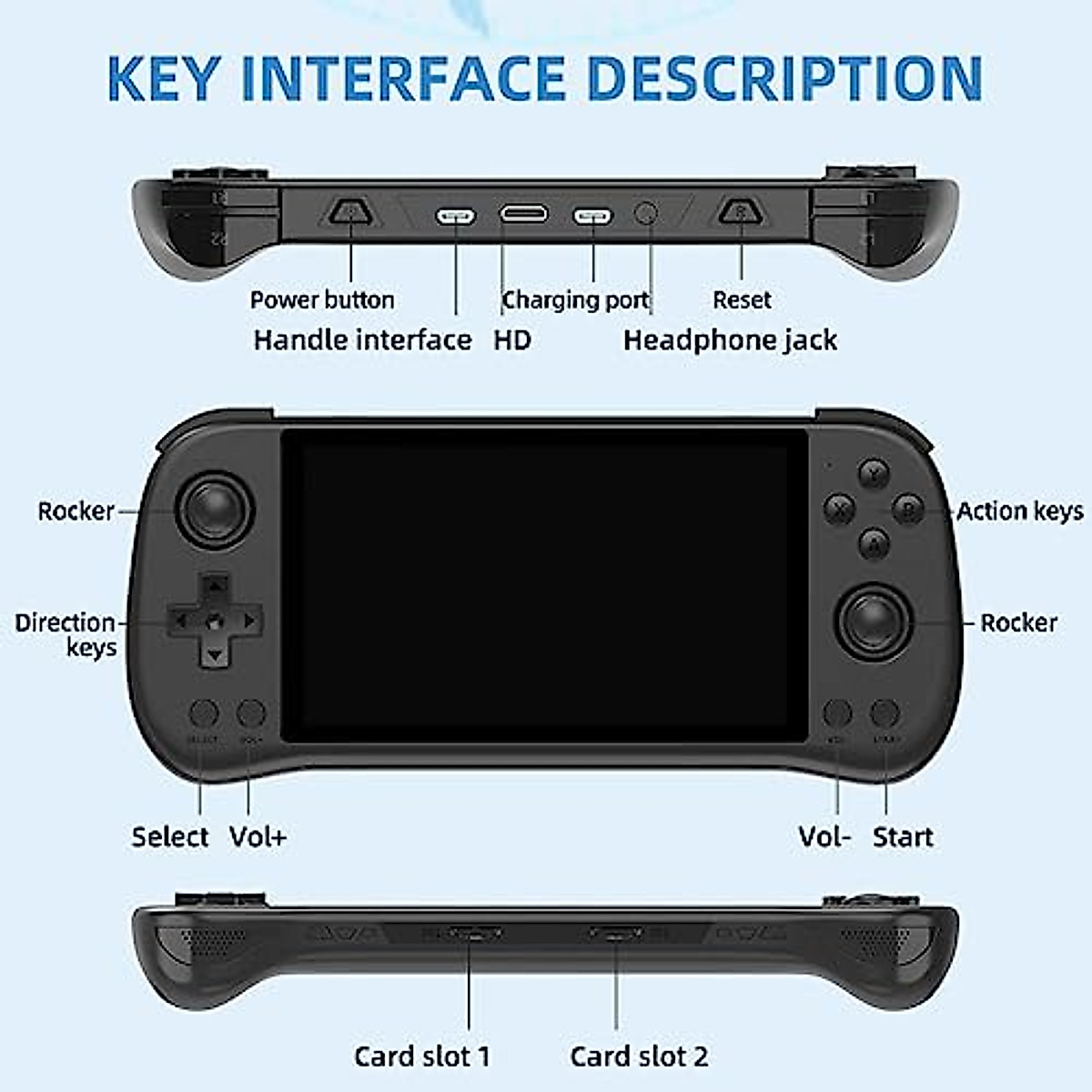 Powkiddy X55 Handheld Arcade Game Console with 30000 Games 256G 5.5 Inch Retro Portable Game Console Black