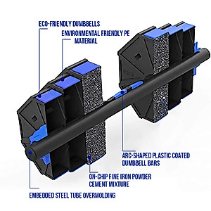 VIVITORY Adjustable Dumbbell Set, Free Weights with Connector, Non-Rolling 44-66 lb Hex Dumbbells for Home Gym, Cement Mixture (44 lbs)