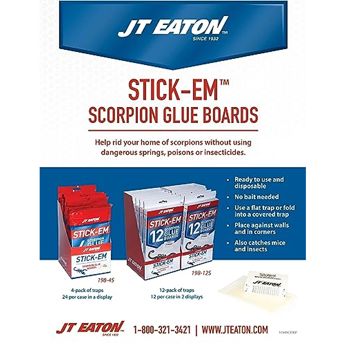 Stick-Em 198-12S 12 Pack Scorpion Glue Trap, Brown/A