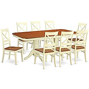 East West Furniture NAQU9-WHI-W, 9 Pieces
