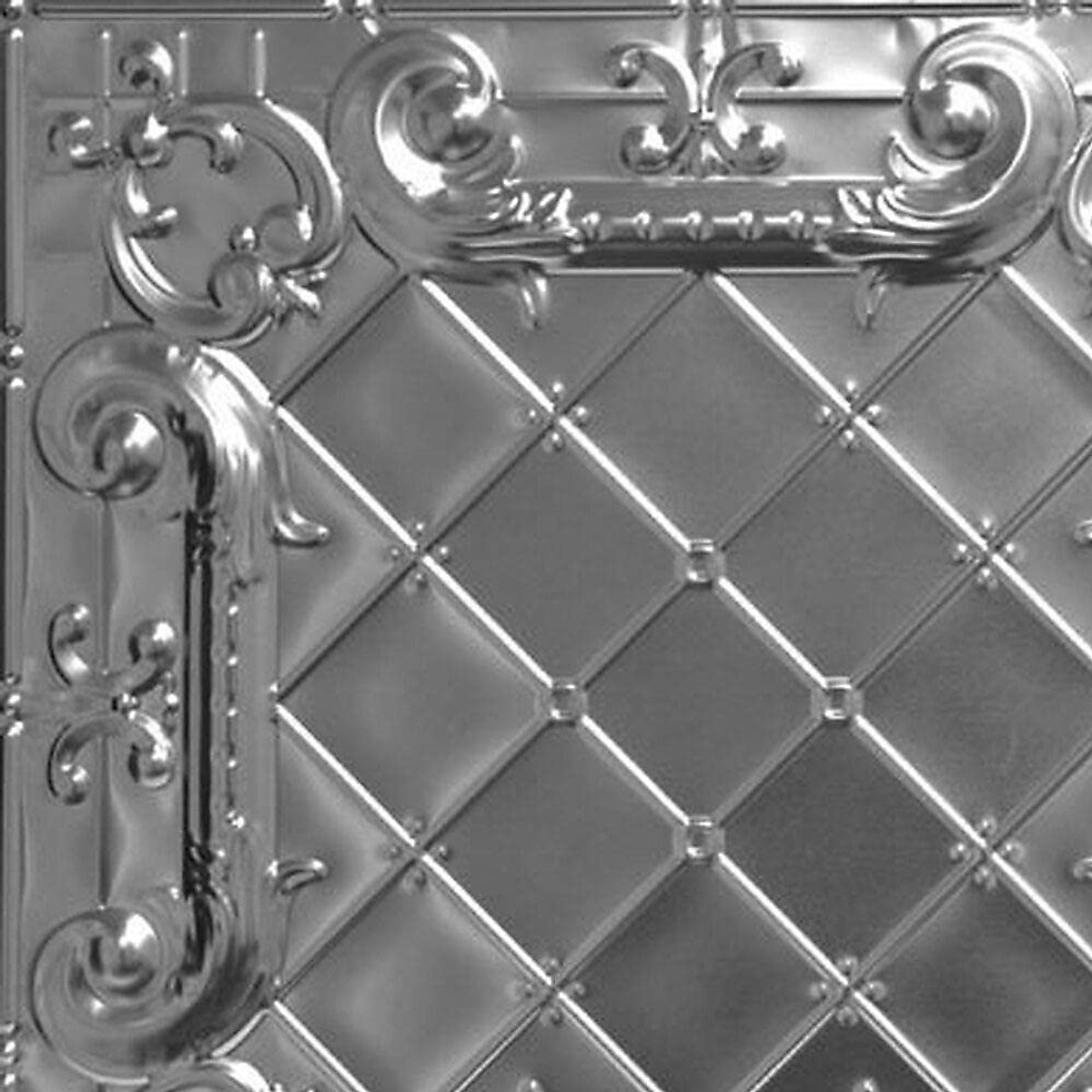 Romeo, Romeo 2 ft. x 2 ft. Tin Plated Steel Wall and Ceiling Patterns Drop in Steel (Unfinished) 6 Pack