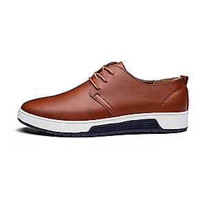 ZZHAP Men's Casual Oxford Shoes Breathable Flat Fashion Sneakers 02Brown US 9.5