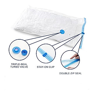 TEGOKICO 10-Pack Vacuum Sealer Storage Bags Reusable Compression Space Saver Bags With Electric Pumps for Travel, Clothes, Mattress, Blanket, Pillows, Comforters (Combo)
