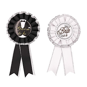 Bride to Be and Groom to Be Tinplate Badge Pins Wedding Buttons for Wedding Bridal Shower Party Decorations by Topfunyy