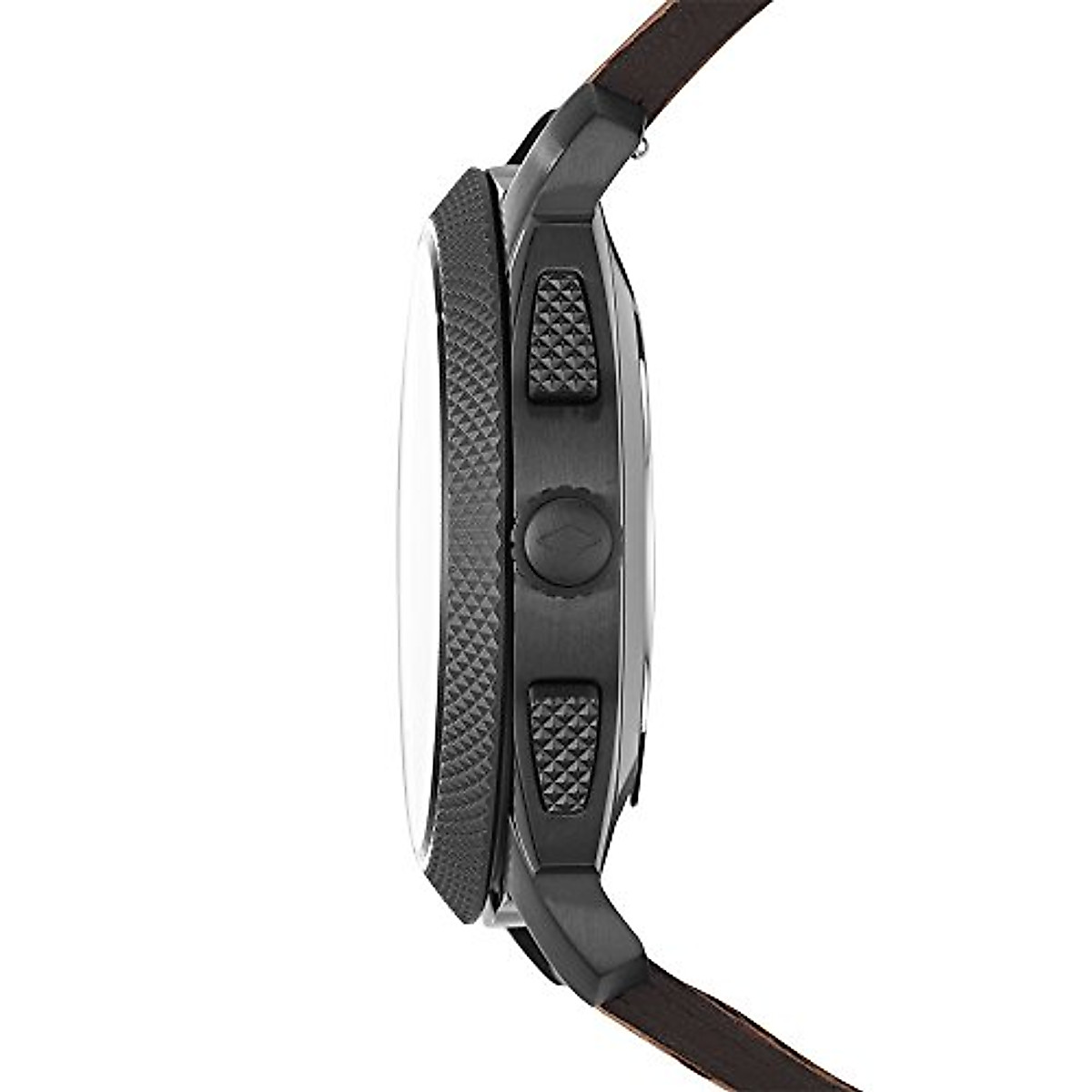 Fossil Men's 45mm Machine Stainless Steel and Leather Hybrid Smart Watch, Color: Black, Brown (Model: FTW1163)