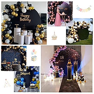 Outpain 7.2FT Black Round Backdrop Cover Wrinkle Resistant Black Circle Background Round Photography Backdrop for Wedding, Birthday, Baby Shower Decorations