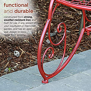 Alpine Corporation BAZ400RD Alpine Butterfly Metal Two People Outdoor Bench, 62" L x 26" W x 38" H, Red
