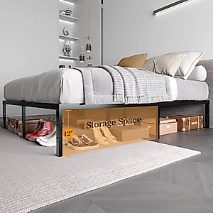 Kilyssa 14 Inch California King Bed Frames Heavy Duty Metal Platform Beds Frame No Box Spring Needed Steel Slats 3500lbs Bed Base Cal King Size,Noise-Free,Easy Assembly