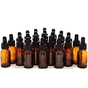 Vivaplex, 24, Amber, 10 ml (1/3 oz) Glass Bottles, with Glass Eye Droppers
