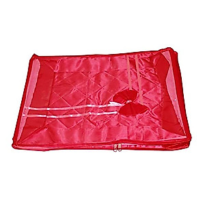 atorakushon Fabric Satin Saree and Blouse Covers Garments Clothes Storage Bag Wardrobe Organizers With Double Zip Lock & Transparent Window Set of 5 Maroon