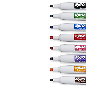 EXPO Magnetic Dry Erase Markers with Eraser, Chisel Tip, Assorted, 8 Count