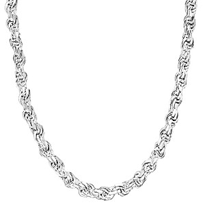 Honolulu Jewelry Company Sterling Silver 3.5mm - 5.5mm Rope Chain Necklace or Bracelet, 7.5" - 28"
