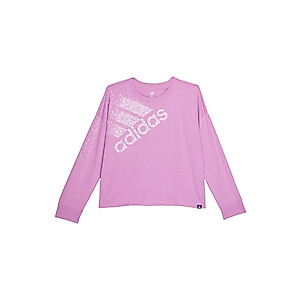 adidas Girl's Long Sleeve Waist Tee (Big Kids) Medium Purple SM (8 Big Kids)
