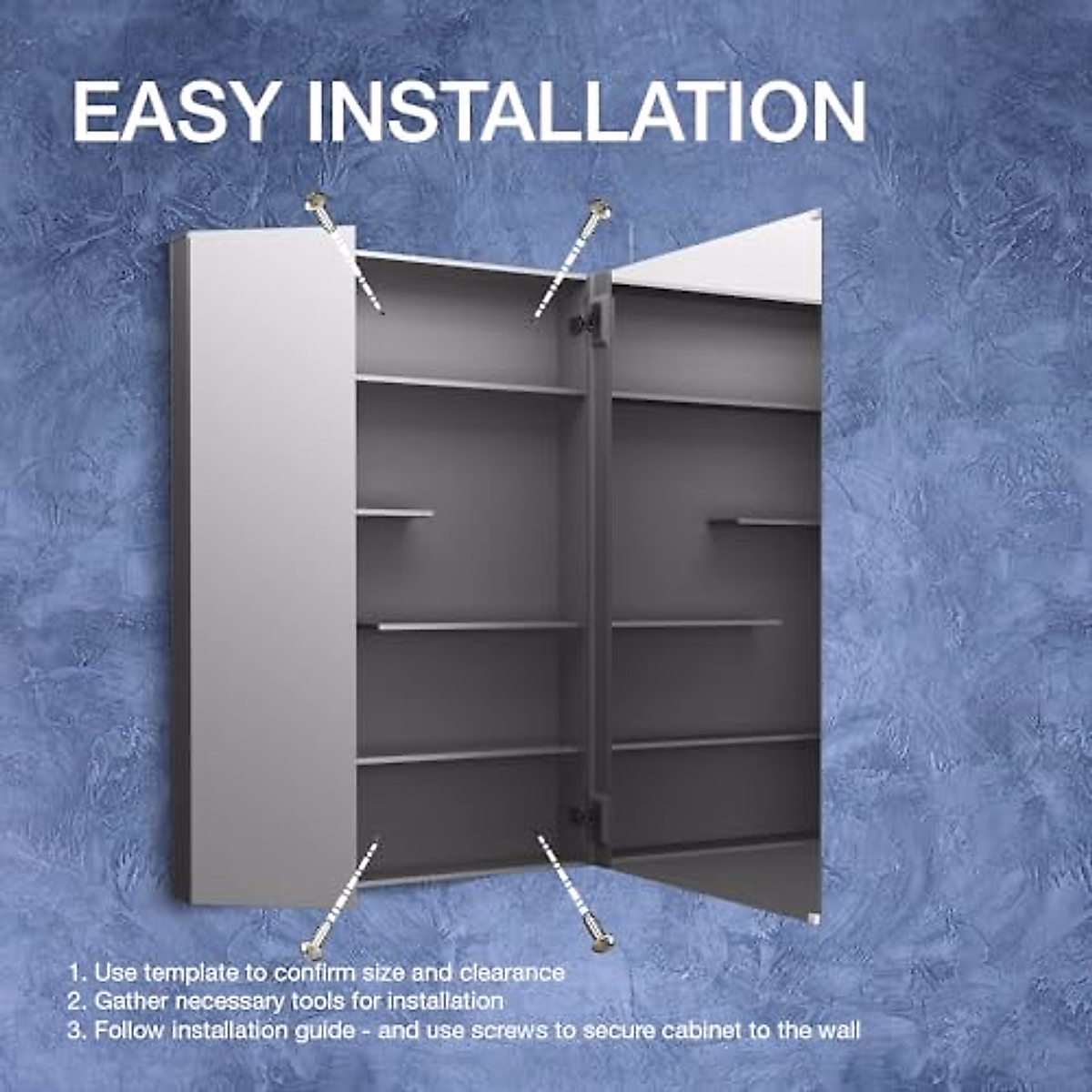 Kohler Maxstow Frameless Surface Mount Bathroom Medicine Cabinet, 30" W X 40" H, Dark Anodized Aluminum