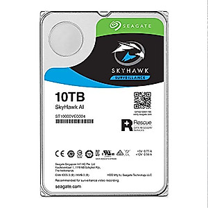 Seagate Skyhawk AI 10TB Surveillance Internal Hard Drive HDD–3.5 Inch SATA 6Gb/s 256MB Cache for DVR NVR Security Camera System with Drive Health Management-Frustration Free Packaging (ST10000VE0004)