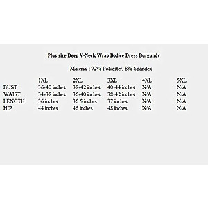 eVogues Plus Size Deep V-Neck Wrap Bodice Dress (2X, Burgundy)