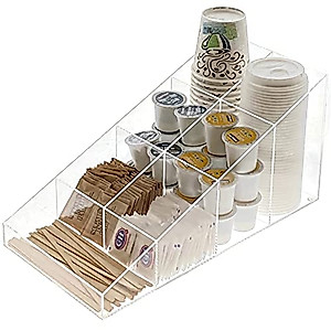 OnDisplay Java Joe Acrylic Breakroom.Kitchen Coffee Station Organizer for Cups/Lids/Sugar/Tea/Stirrers