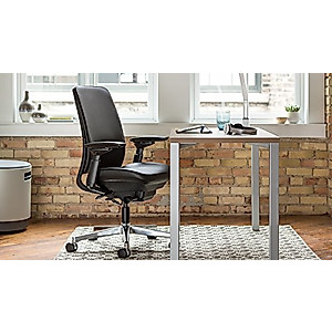 Steelcase Amia Ergonomic Office Chair with Adjustable Back Tension and Arms | Flexible Lumbar with Sliding Seat | Black Frame and Buzz2 Blue Fabric