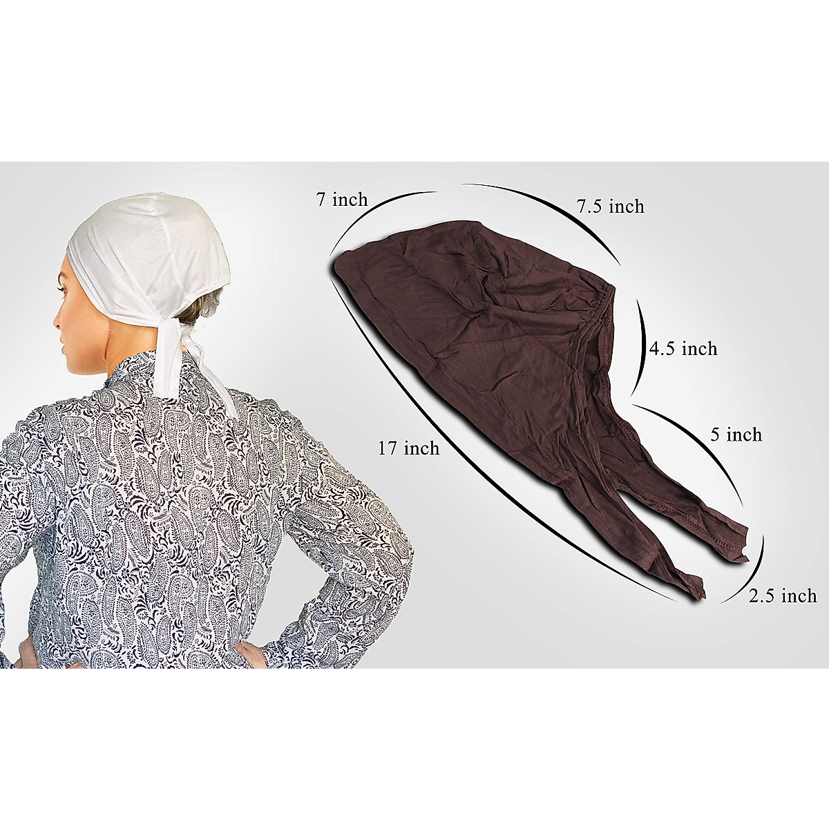 TheHijabStore.com Jersey Bonnet Caps Under Scarf Head Wraps for Women Turban Hat with Tie-Back Closure Black