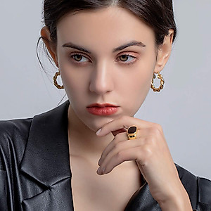 LILIE&WHITE Twisted Gold Chunky Hoop Earrings For Women 14K Gold Plated High Polished Lightweight Hoops For Women Fashion Jewelry Gift For Lovers