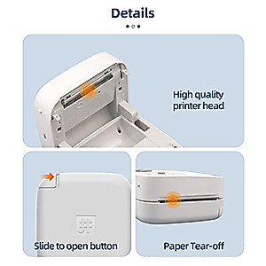 BISOFICE Mini Pocket Photo Printer Portable Thermal Printing Machine 203DPI Wireless BT Connection for Picture Lable DIY Handcraft Instant Printer Sticker Study Work Office Compatible with Android iOS