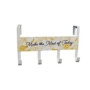 Dependable Industries inc. Essentials Over Door Hanger Hook, Hanging Clothes Coat Bag Robe Keys Towel Bathroom Closet Back of Door Hanger 4 Hooks
