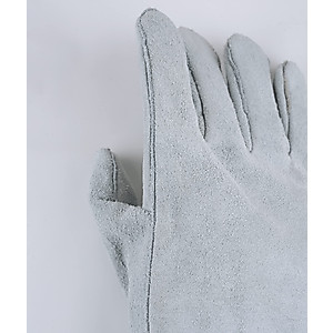 MUJICALA Cowhide Leather Welding Gloves,Heat/Fire Resistant/Heavy-Duty Durable, Safety Work glove Mitts for Forge,Tig Welder,Mig,Stick,Animal handling,2 Pair (GRAY)