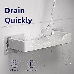 Adhesive Shower Caddy, No Drilling Bathroom Caddy Wall Mounted Shower Organizer Large Capacity Separable Shower Rack Wall Floating Shelf for Bathroom and Kitchen (White)