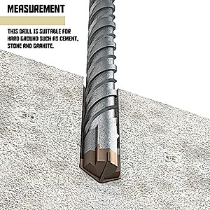TANG SDS Plus 1-1/4 Inch x 13-3/4 Inch Roatry Hammer Drill Bit for Concrete Brick Cement Surface