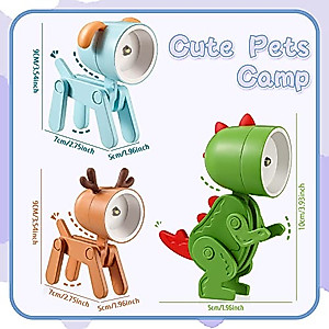 9 Pcs LED Student Cute Night Light, Mini Puppy Deer Dinosaur Reading Table Lamp with Mobile Phone Holder, Portable Foldable Small Desk Light Small Mini Desk Lamp for Kids Students (Bright Color)