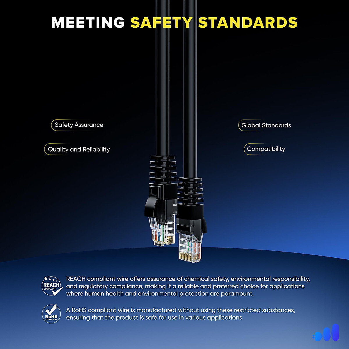 Maximm Cat 6 Ethernet Cable 4 ft (6-Pack) - High-Speed LAN Cable, Internet Cable, Patch Cable, and Network Cable - UTP, 10Gbps, 550MHz Ethernet Cord - Black