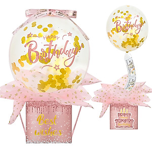 Pull Money Balloon Box Birthday Balloon Money Surprise Box Funny Pull Money Balloon Box Surprise Kit for Birthday Party Cash Gift Pull Supplies