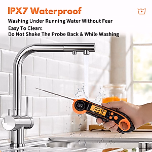 Qisebin Meat Thermometer for Cooking, Fast & Precise Grill Food Thermometer with Backlight, Magnet, Calibration & Foldable Probe for Deep Fry, BBQ, Grill & Roast Turkey, Black, Qisebin-Safere11-DT-68